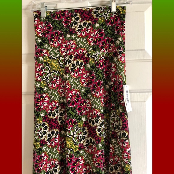 LuLaRoe | Skirts | Nwt Llr Xl Floral Greenhot Pink Maxi | Poshmark